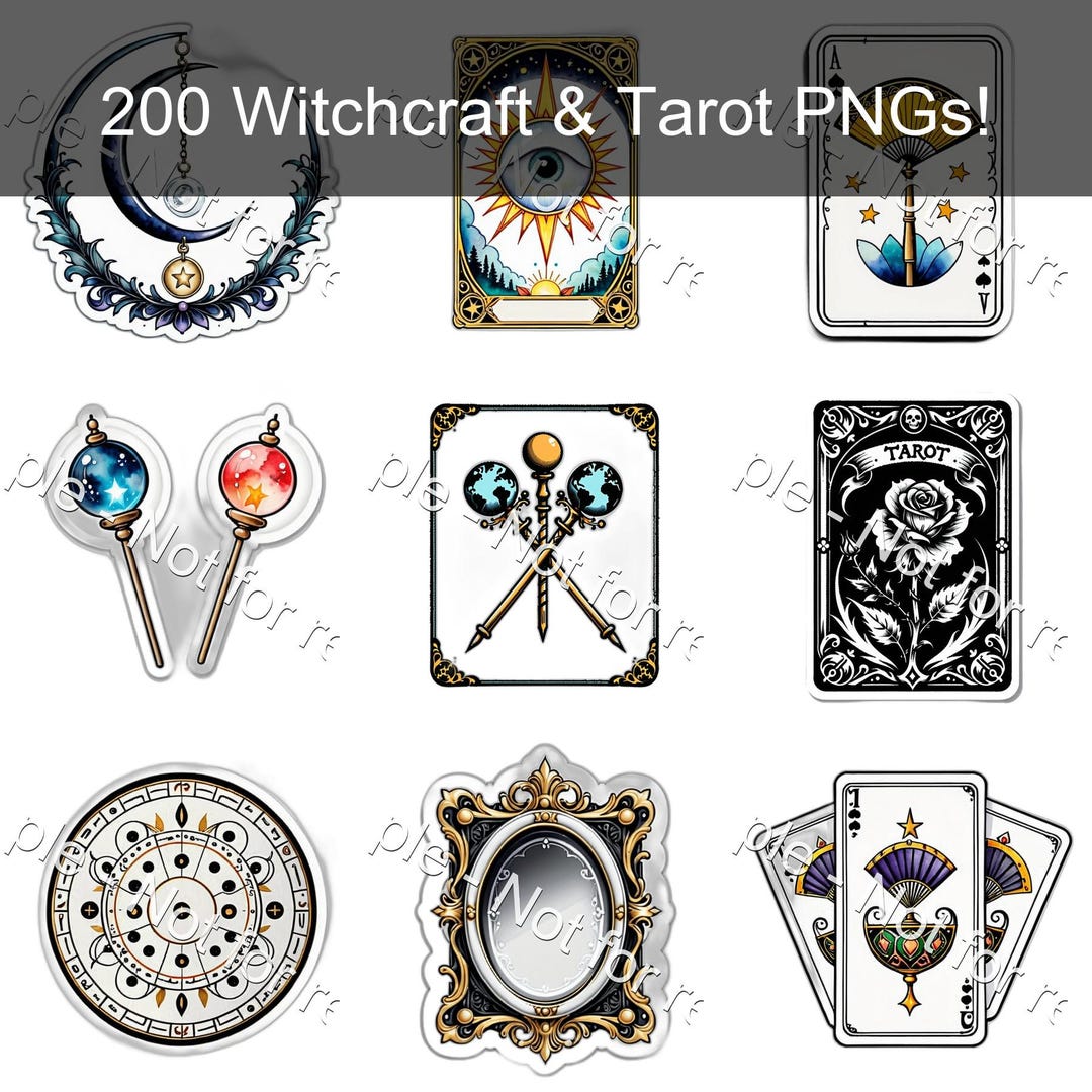 200 Tarot and Divination PNG Clipart – Illustrated Cards, Crystal Balls ...