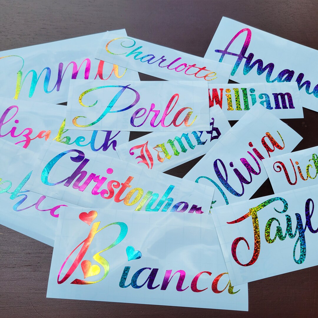 Rainbow Name Decal, Vinyl Sticker, Name Sticker, Custom Name Decal ...