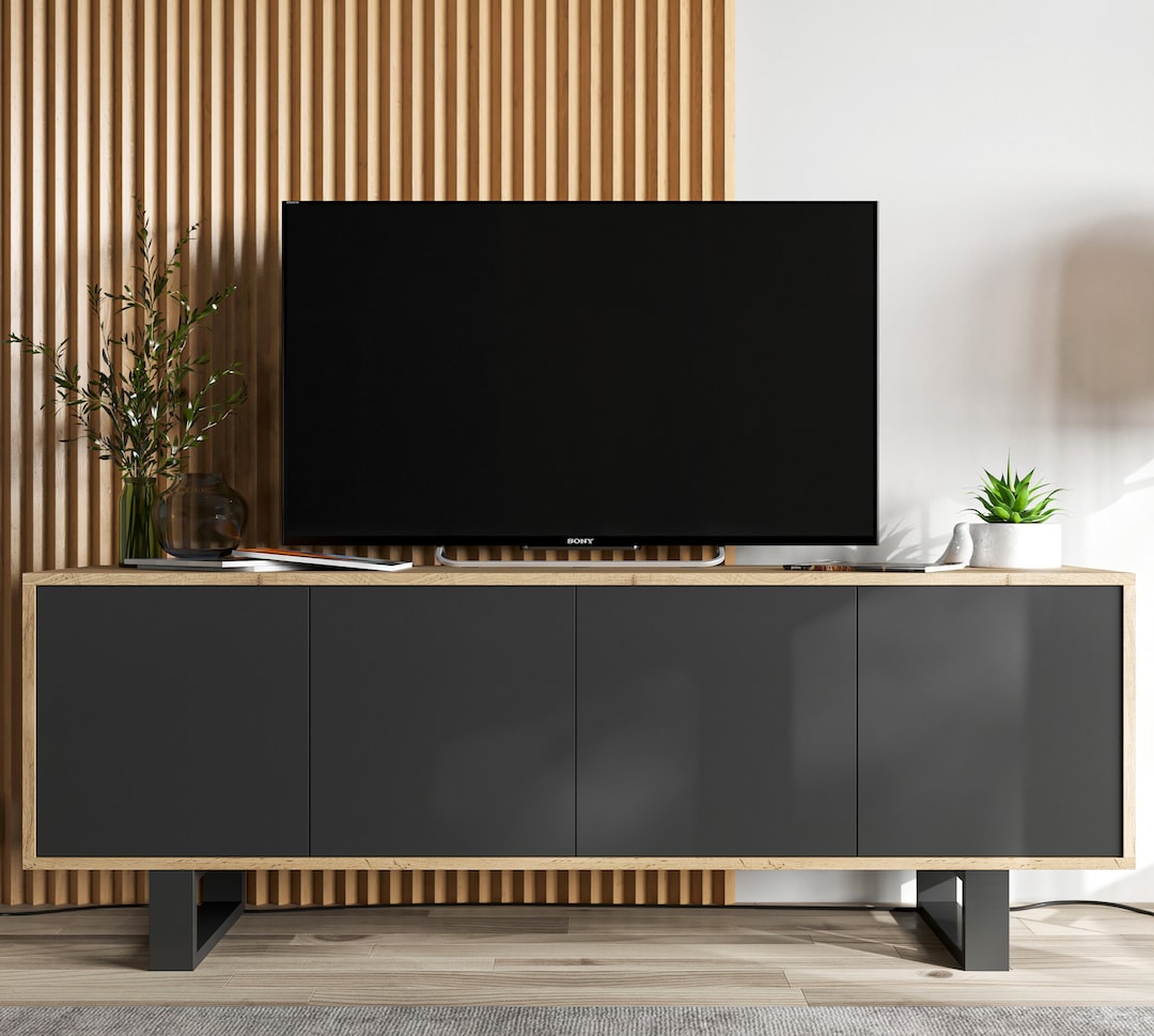 Loft TV Cabinet TV Lowboard Apollo 2 Four Doors Two Metal Feet - Etsy