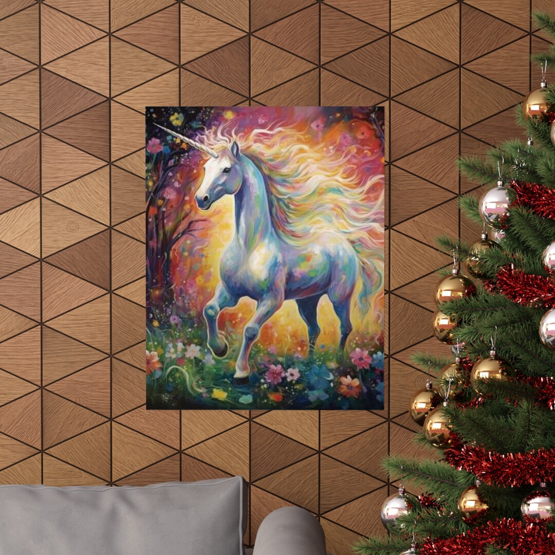 Fantasy Rainbow Unicorn Wall Art, Kids Art, Fantasy Art, Vertical ...