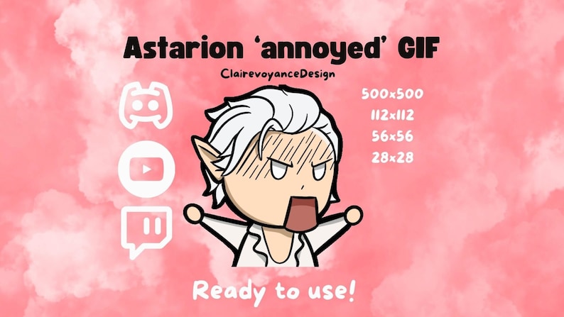 Astarion Chibi GIF Emote for Twitch Discord Youtube - Etsy