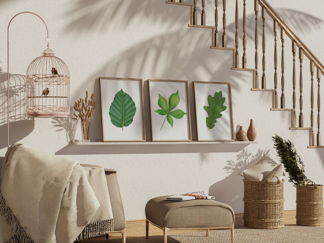 Botanical Leaf Prints: Oak, Beech, Chestnut Trio (digital Download) - Etsy