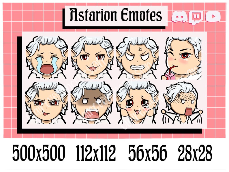 Astarion Emotes Pack Baldurs Gate 3 Twitch Discord Streaming Chibi ...