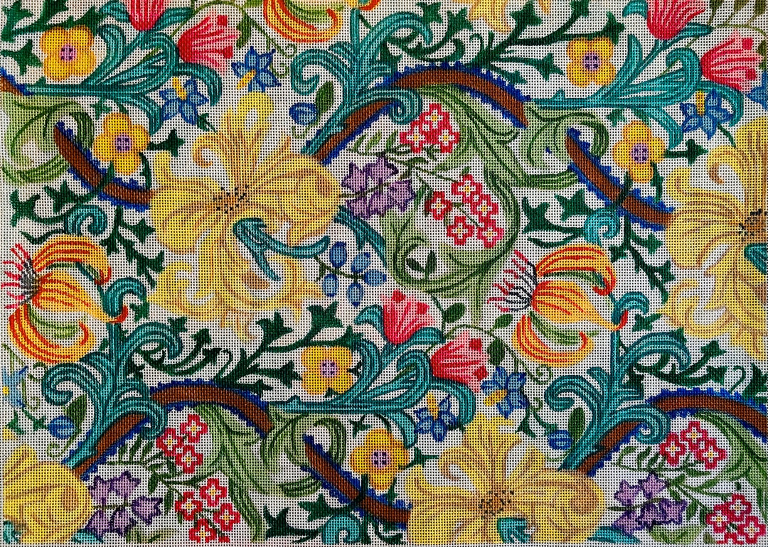 William Morris Yellow Lillies, Hand Painted Botanical Pattern ...