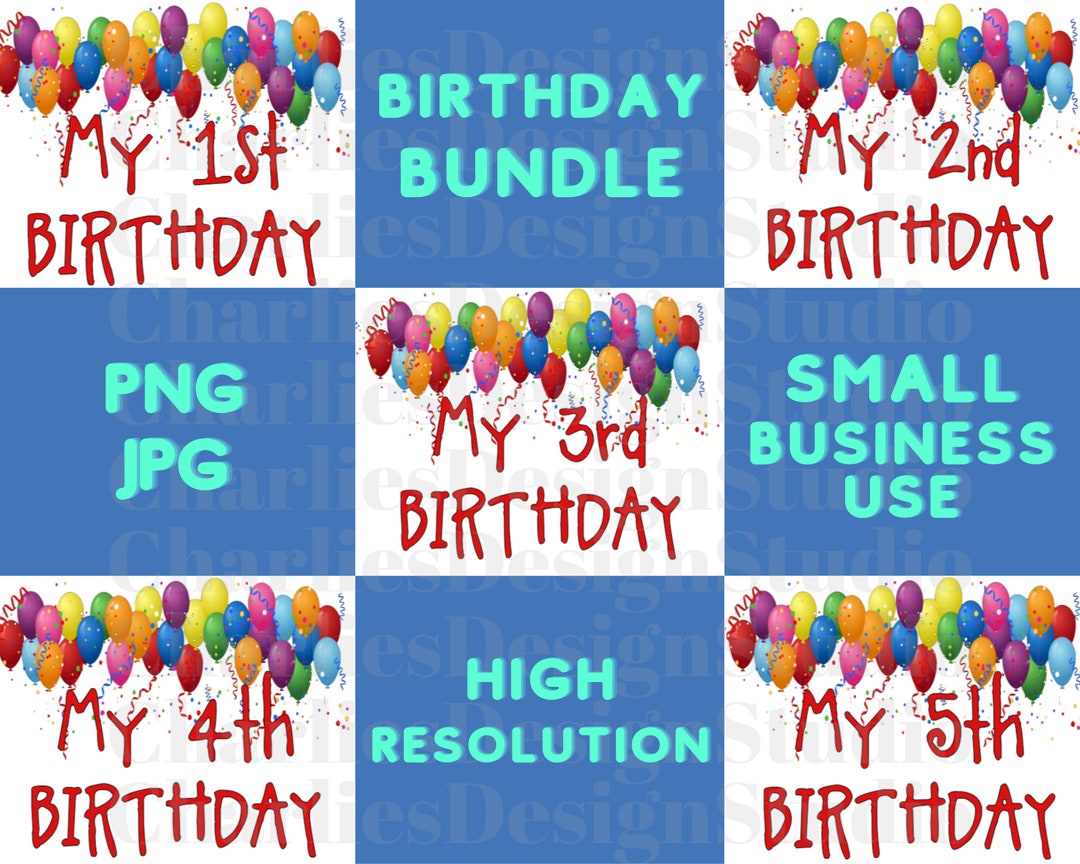 Alles Gute zum Geburtstag PNG JPG Bundle, Kindergeburtstag Bundle, PNG ...