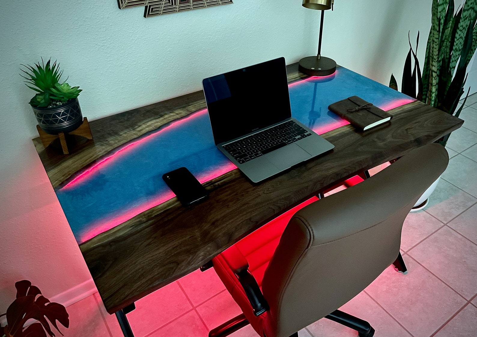 Ergo LED Desk Custom Handmade Designer River Desk Black Walnut - Etsy