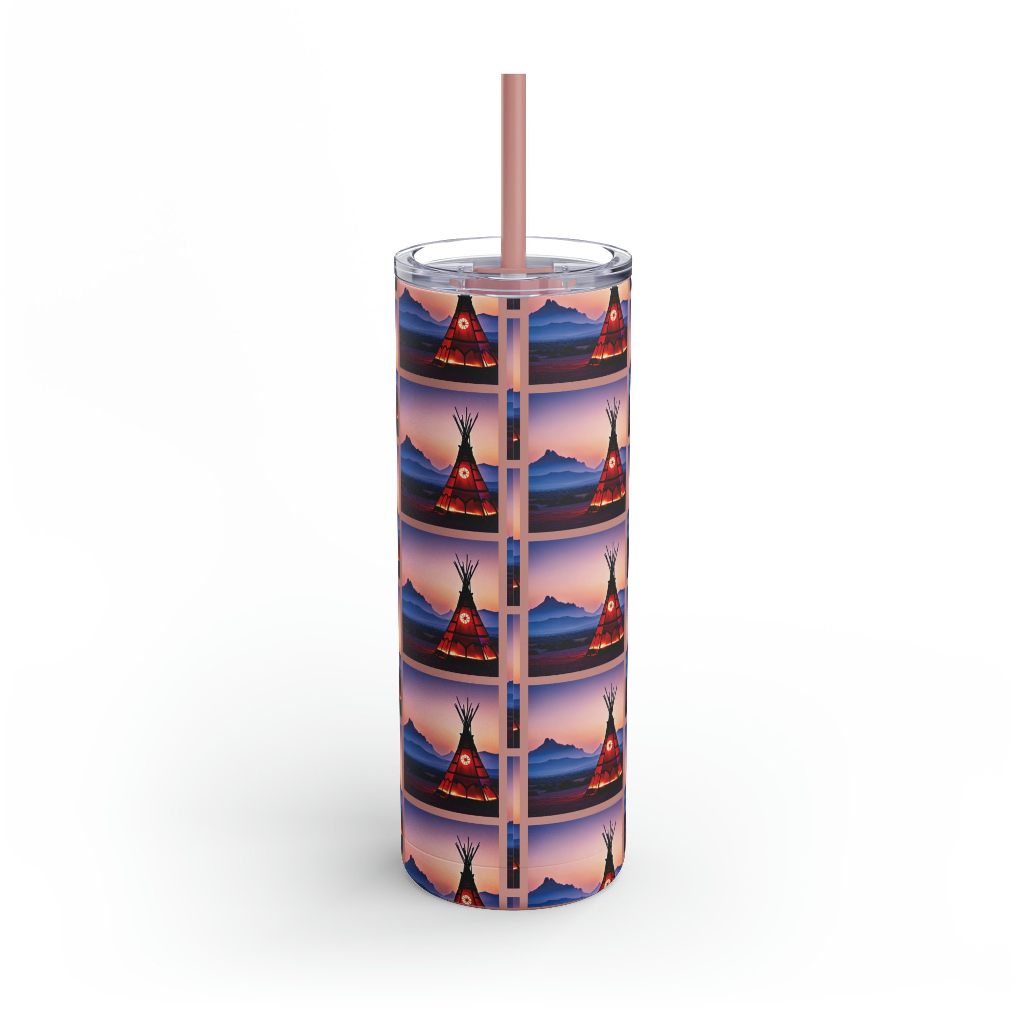 Teepee Art Maars Maker Skinny Matte Tumbler Indigenous Tipi Art Tumbler ...