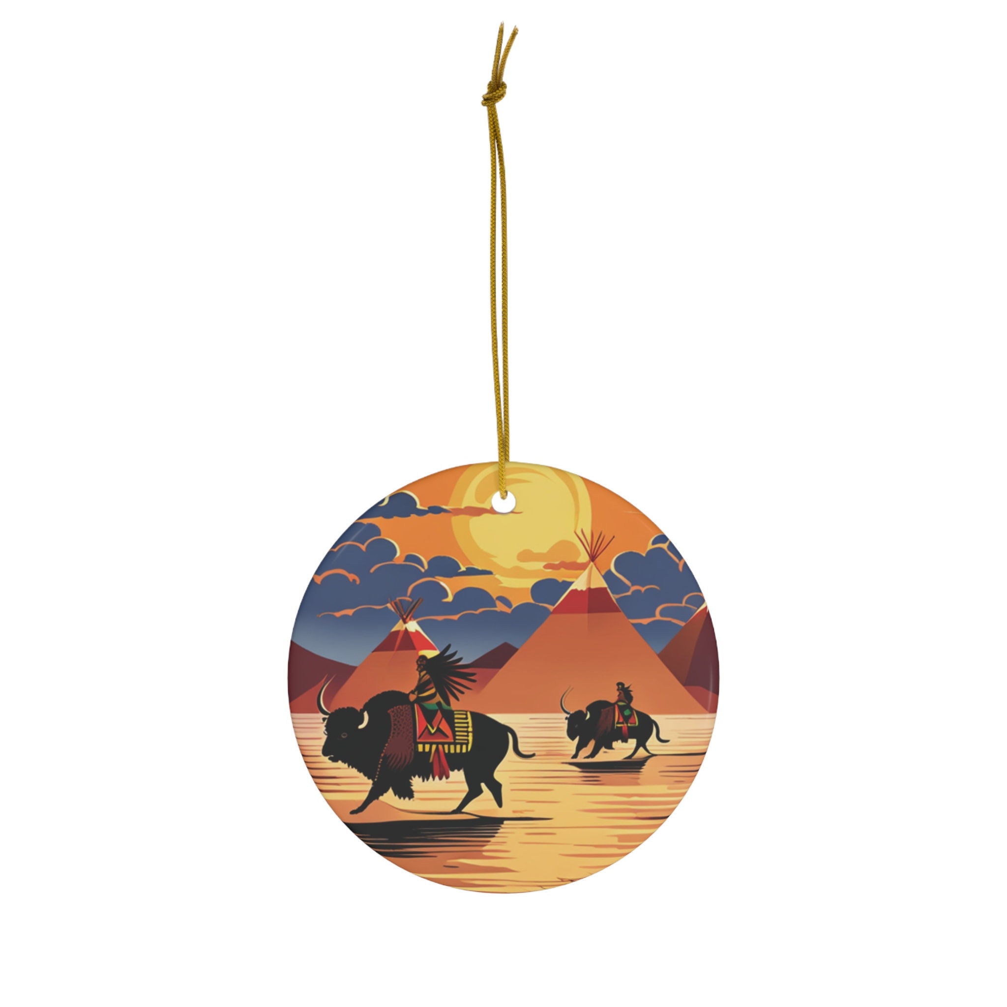 Native Buffalo Art Ceramic Ornament Indigenous Buffalo Art Hanging ...
