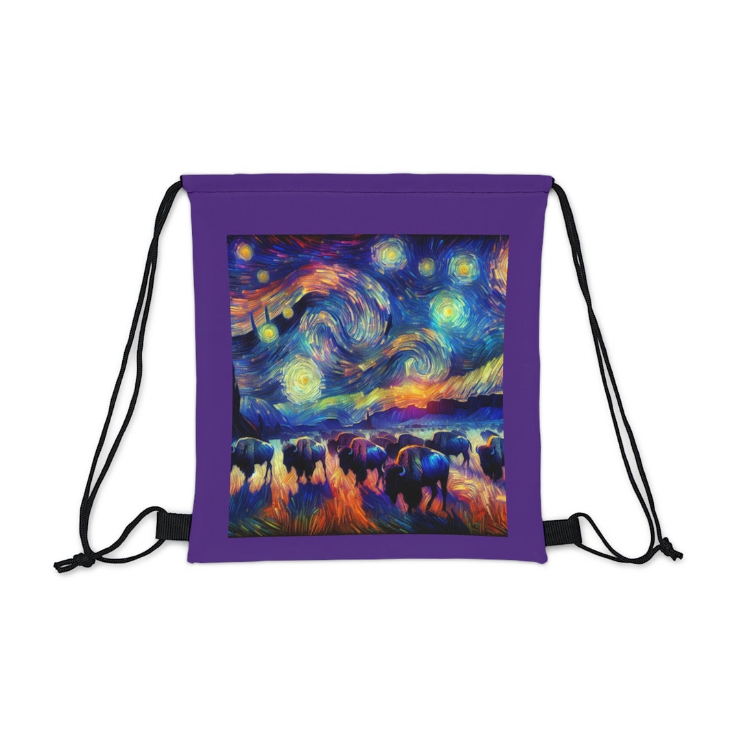 Native American Buffalo Art Sack Outdoor Drawstring Bag Indigenous Tipi ...