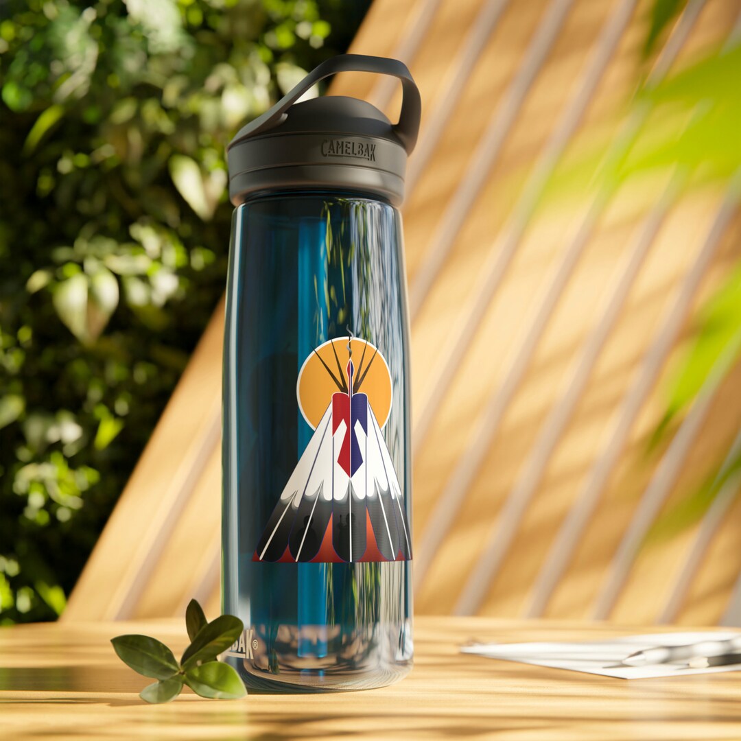 First Nations Art Water Bottle Native American Design Teepee Aqua ...