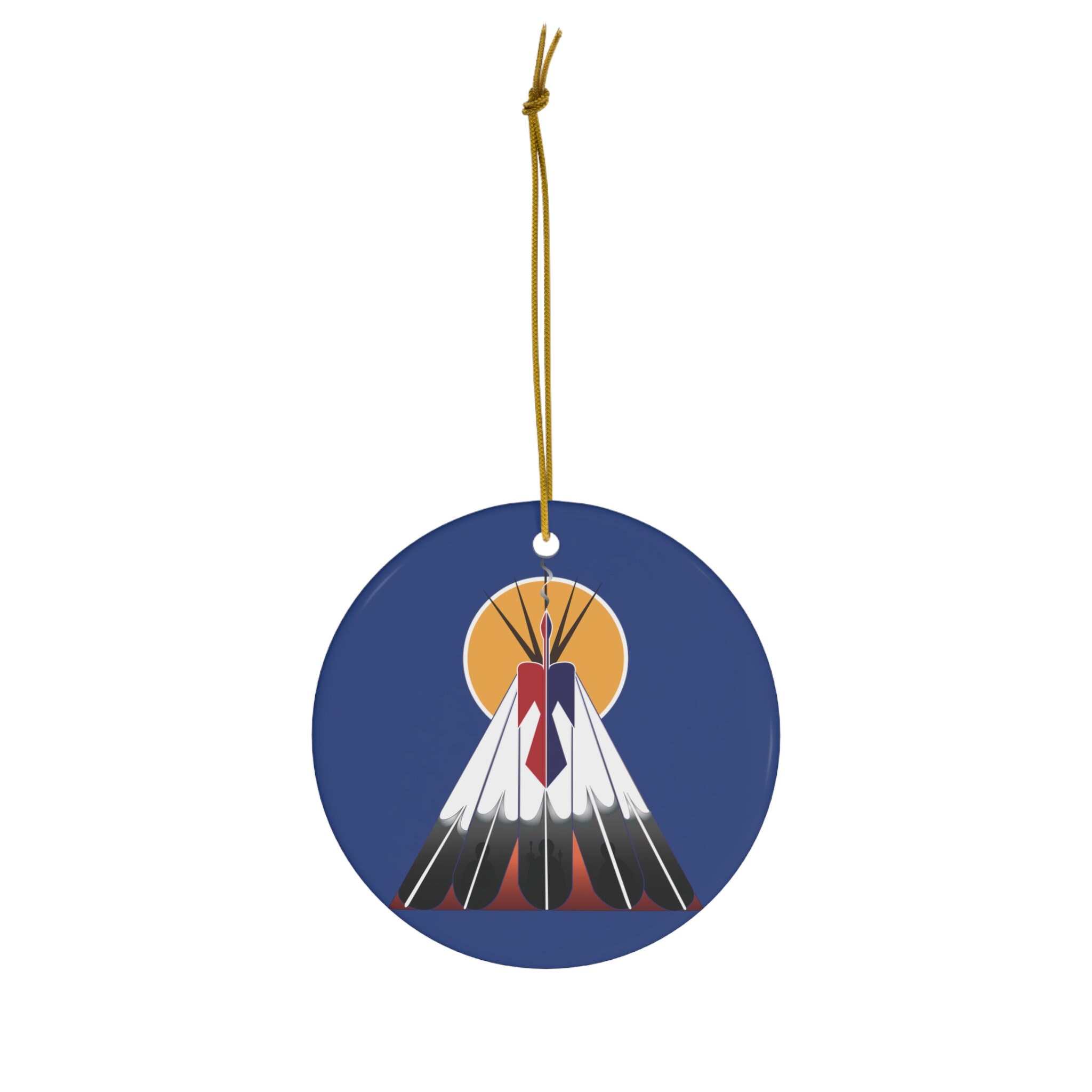 Native American Art Ceramic Ornament Redbird Design Original Art ...