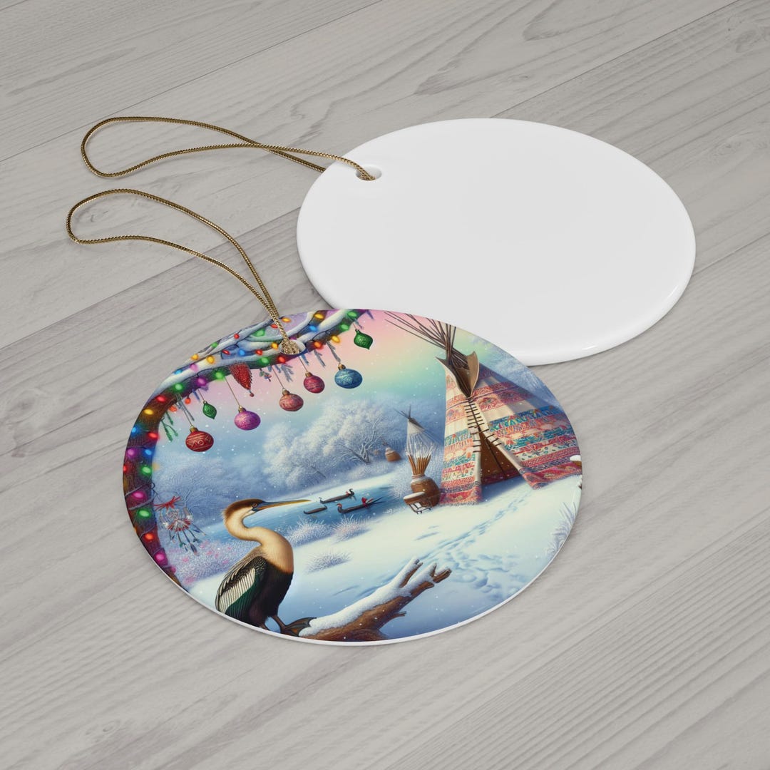 Waterbird Winter Art Christmas Design Ceramic Ornament Christmas Tree ...