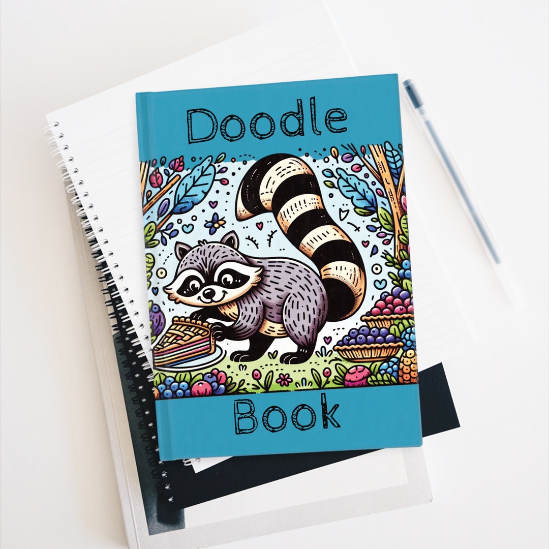 Doodle Book Gift Journal Blank Calming Notebook Raccoon Art Doodle Note ...