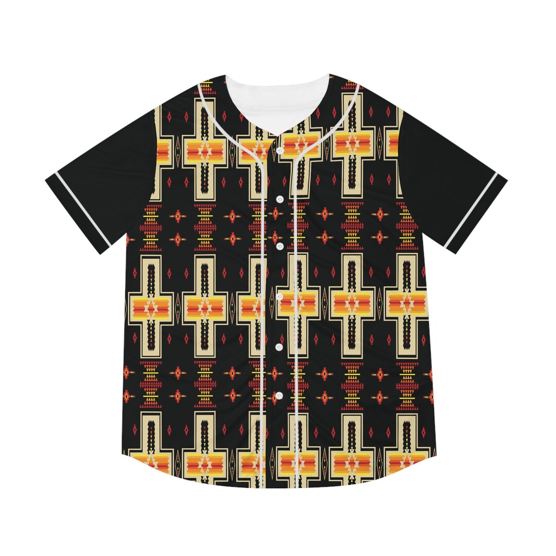 Black Men's Baseball Jersey First Nation Design Sport Top Custom Native ...