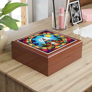 Stained Glass Indigenous Art Design Jewelry Box Native American Graphic ...