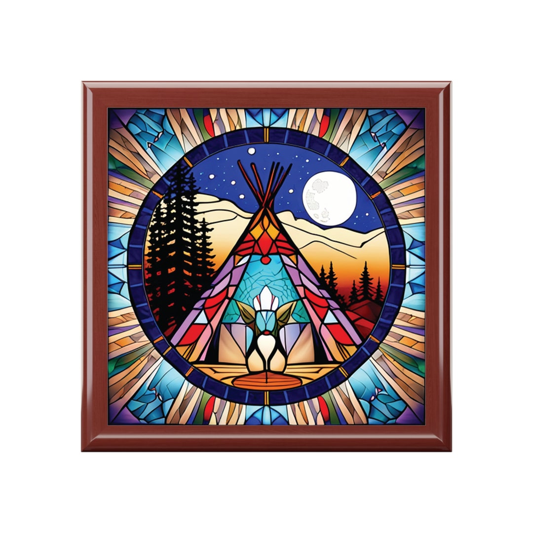 Stained Glass Indigenous Art Jewelry Box First Nations Gift Box Native ...