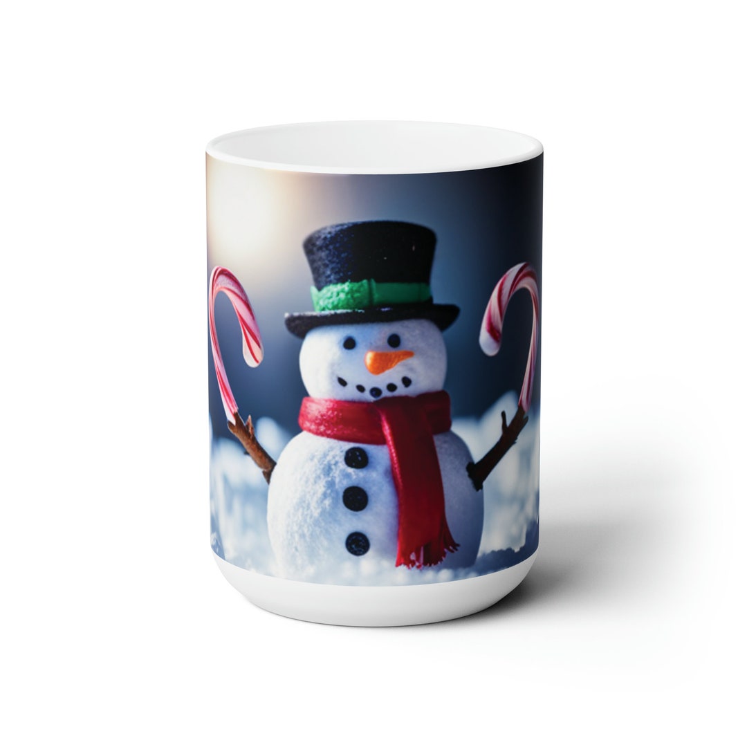 Snowman Coffee Mug Winter Snowman Candy Cane Cup Gift Holiday Coffee ...