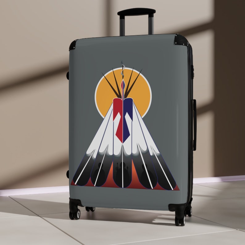 Indigenous Teepee Art Suitcase Flight Luggage First Nation Design Tipi ...