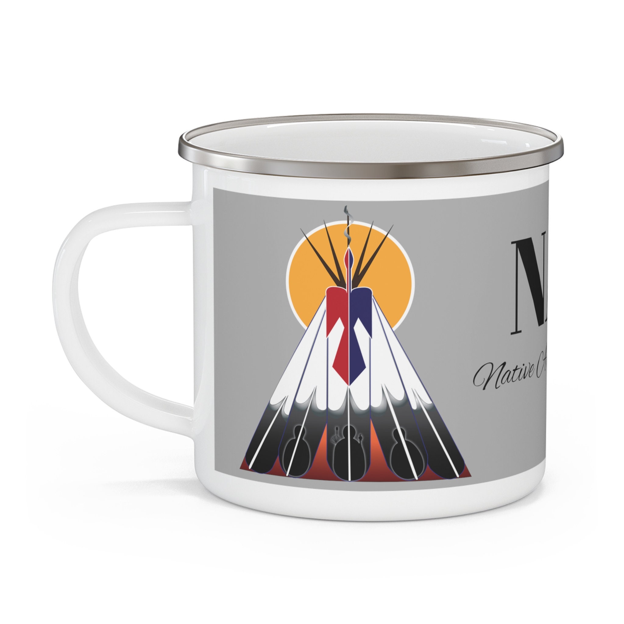Native American Art Enamel Camping Mug, Native American Tipi Mug, Kiowa ...