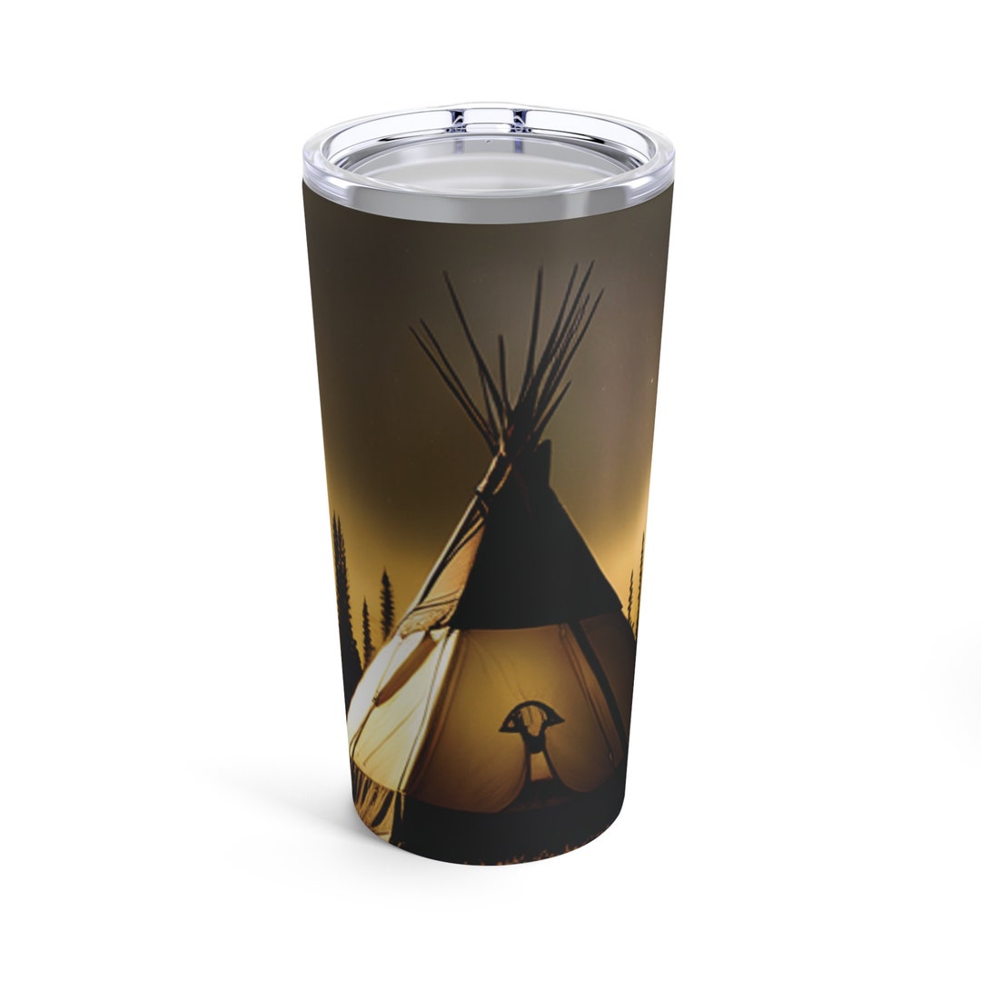 Native Art Tumbler Indigenous Tipi Art Cup Gift Native American Teepee ...