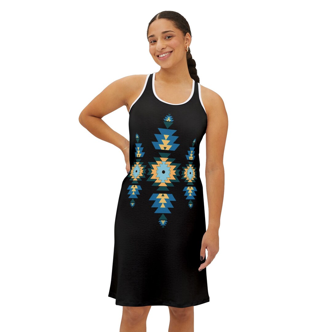 First Nations Design Tank Dress Indigenous Style Art Tee Shirt Dress ...