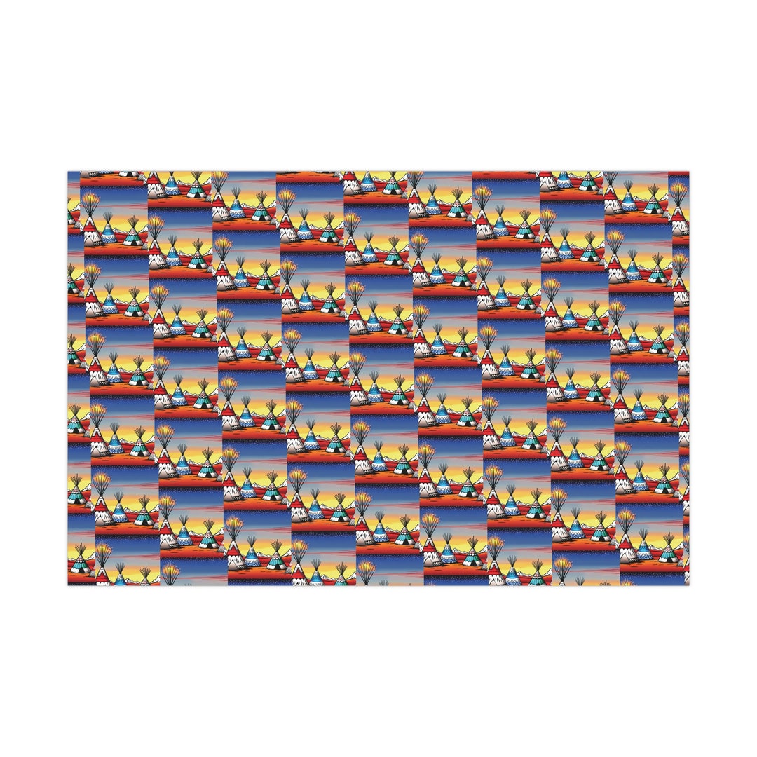 Southwest Style Gift Wrap Papers Native American Teepee Art Wrapping ...