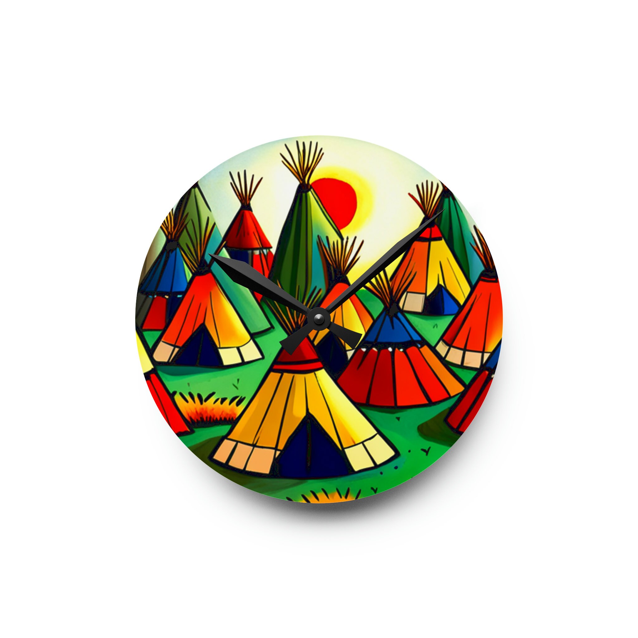 Colorful Clock, Native Art Clock, Wall Clock Art, Native Art for Walls ...
