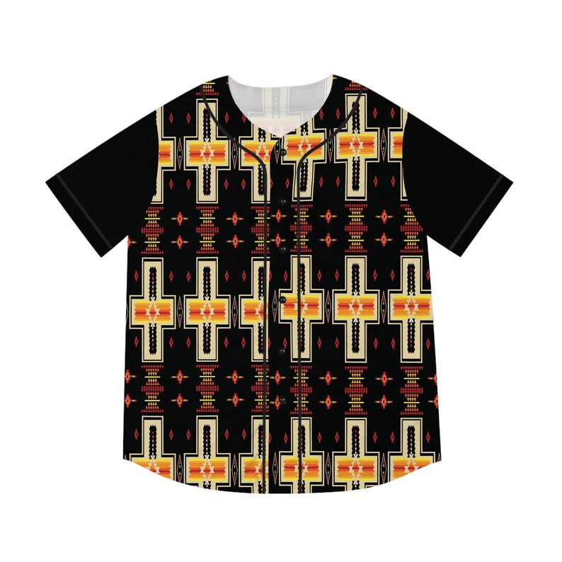 Black Men's Baseball Jersey First Nation Design Sport Top Custom Native ...