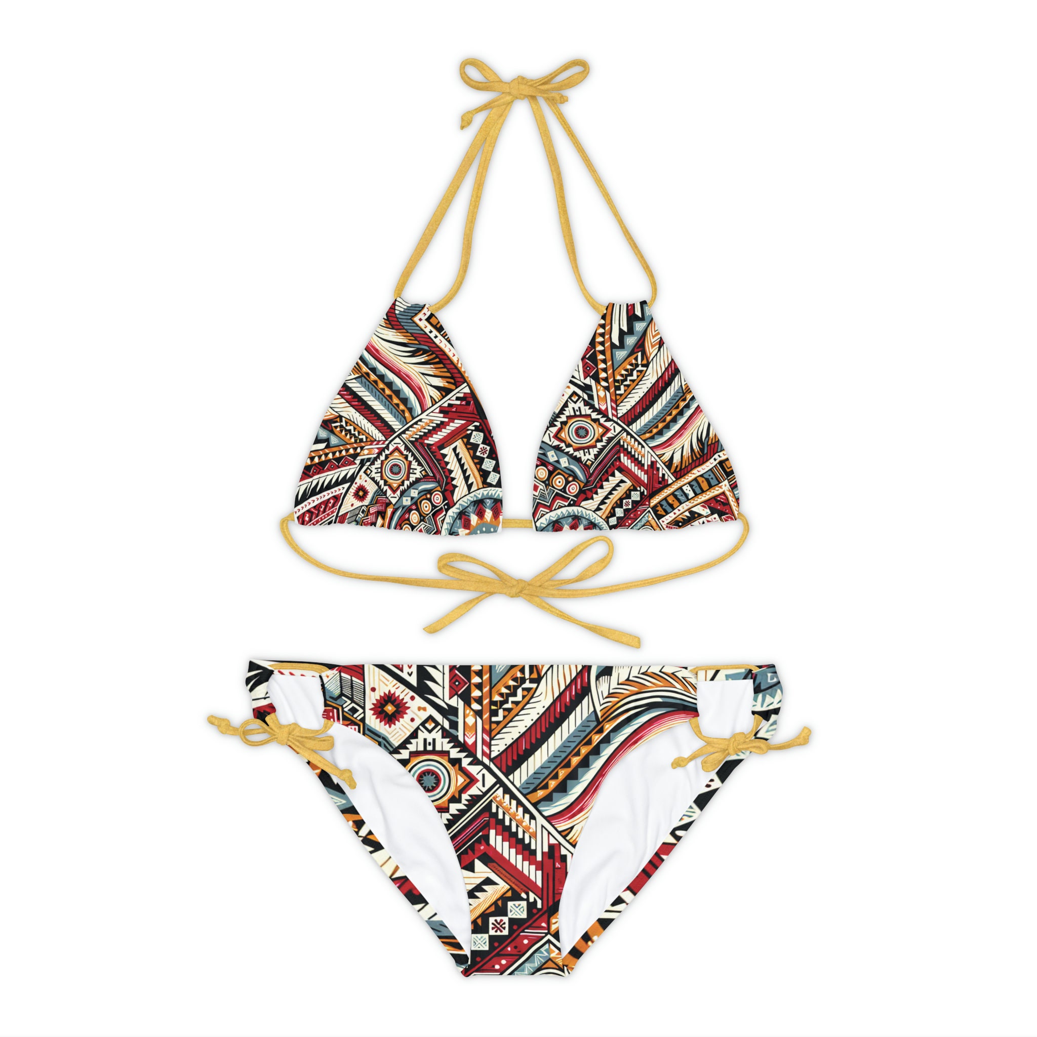 First Nations Art Strappy Bikini Set Indigenous Shapes Swimsuit Native ...