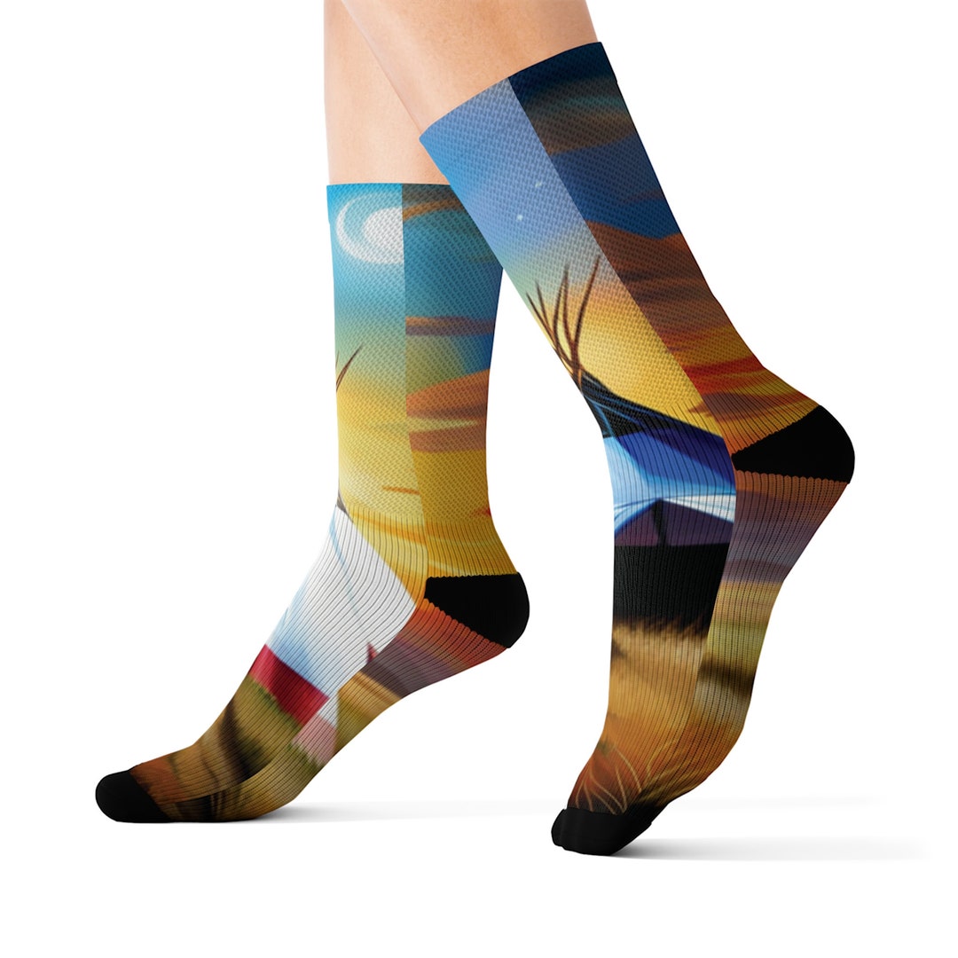 Indigenous Teepee Inspired Sublimation Socks Native American ...