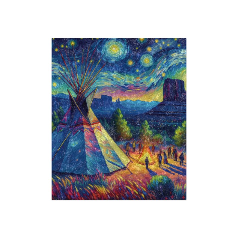 Native Starry Night Art Indigenous Style Design Throw Blanket First ...