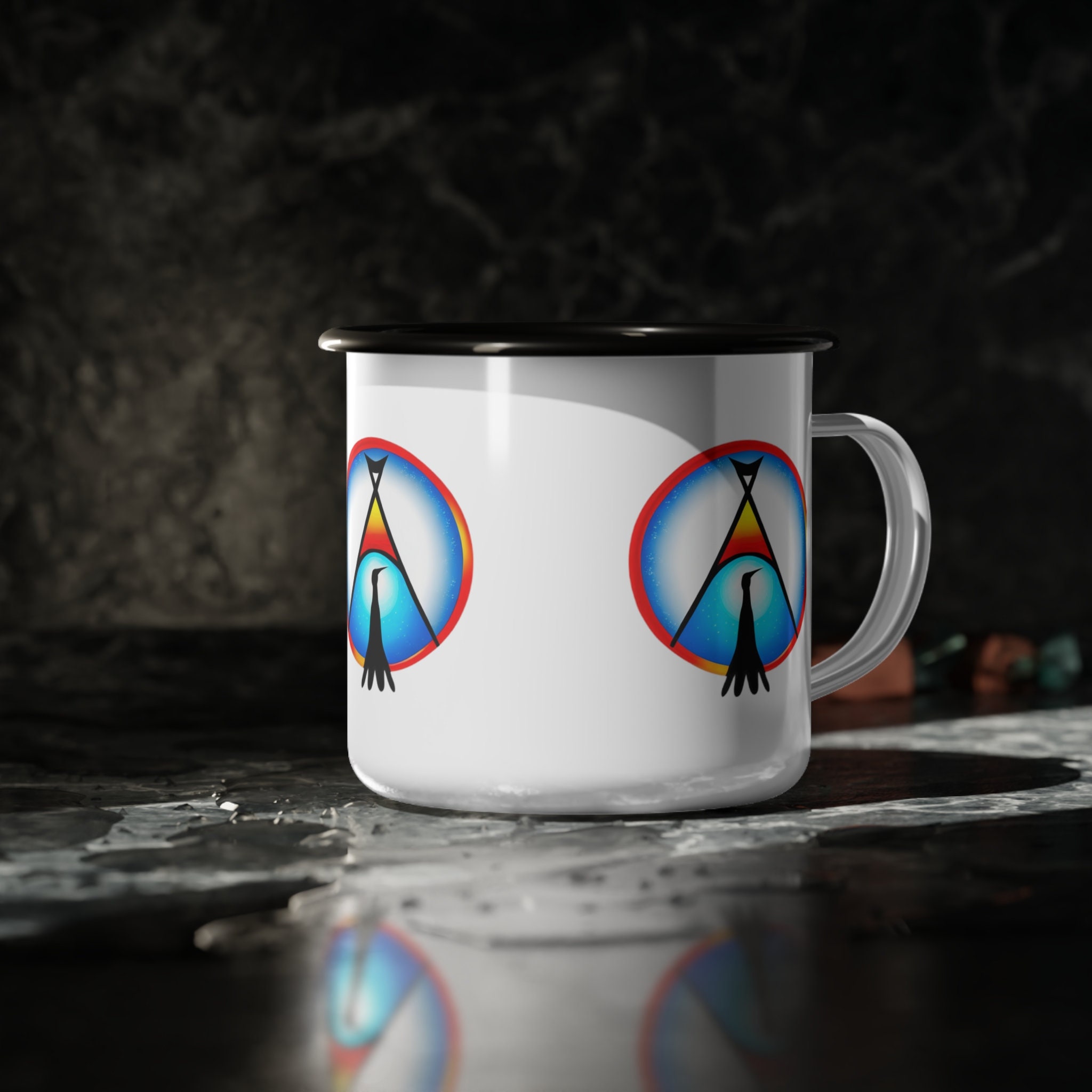 Indigenous NAC Enamel Camp Cup Native American Church Art Tipi Mug Gift ...