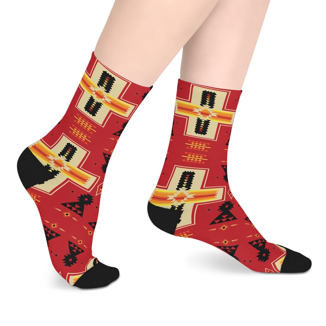 Indigenous Style Art Recycled Poly Socks Native Design Footwear Socks ...