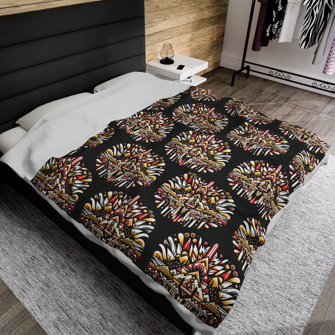 Indigenous Art Velveteen Plush Blanket Native American Graphic Bed ...