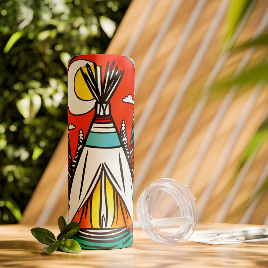 Indigenous Tipi Art Skinny Tumbler Native American Art Cup Gift for ...