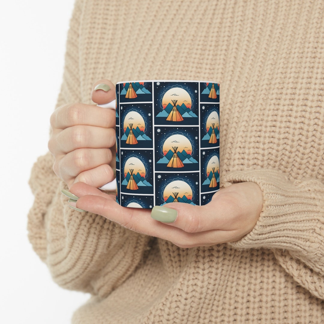 Native American Art Ceramic Mug Indigenous Tiled Art Coffee Cup Boss ...