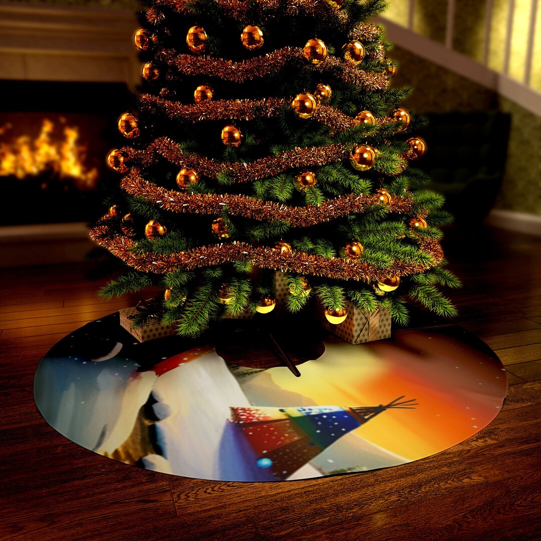 Native American Tipi Art Round Tree Skirt Christmas Tree Skirt Art ...