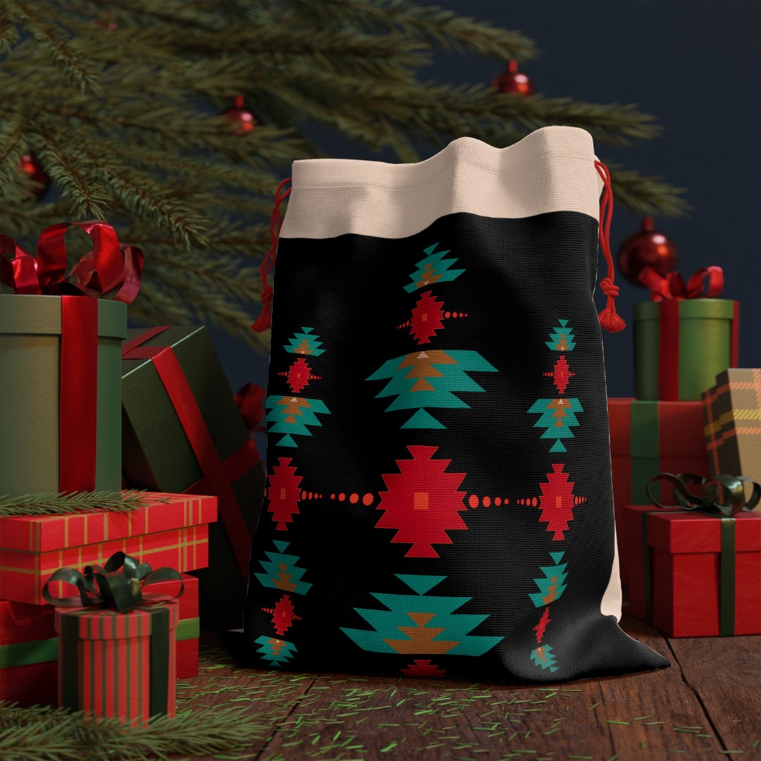 Native Christmas Gift Bag Indigenous Art Sack Canvas Bag Southwest ...