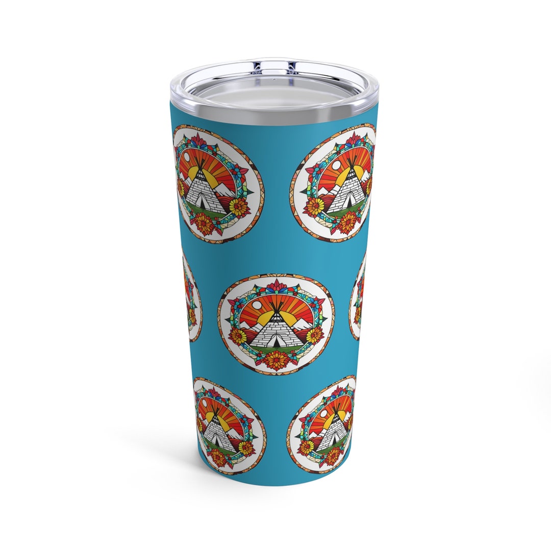 Stained Glass Teepee Art Tumbler Native American Design Cup 20oz Gift ...