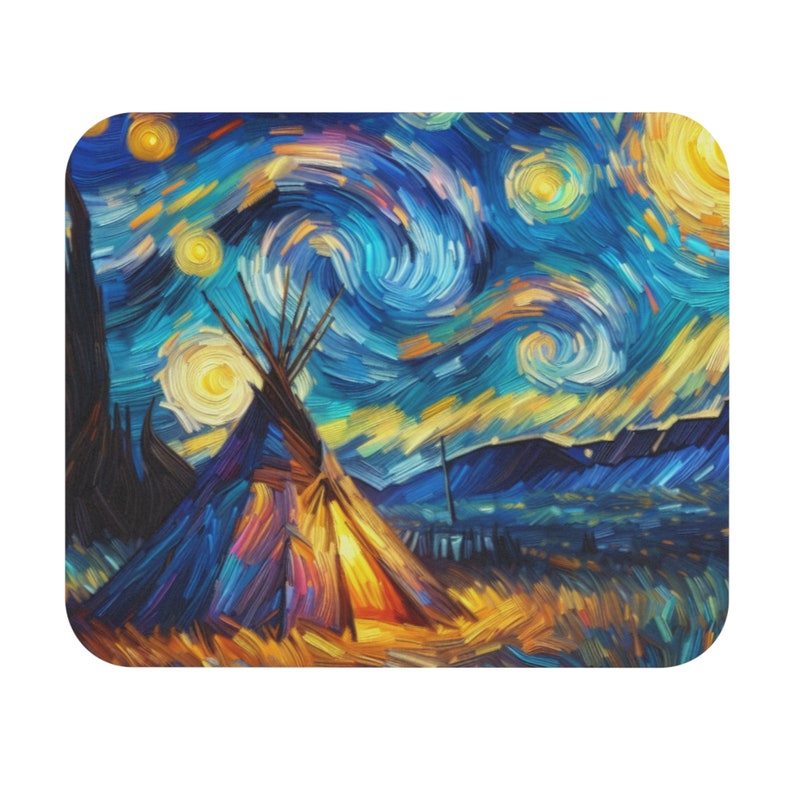 Indigenous Teepee Starry Night Mouse Pad First Nations Starry Night ...