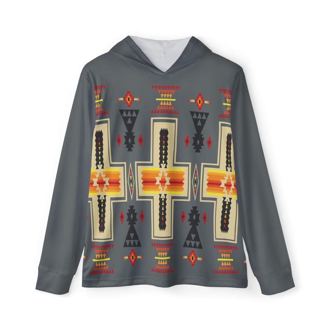 Native Fire Design Art Men's Sports Warmup Hoodie (AOP) Indigenous Art ...