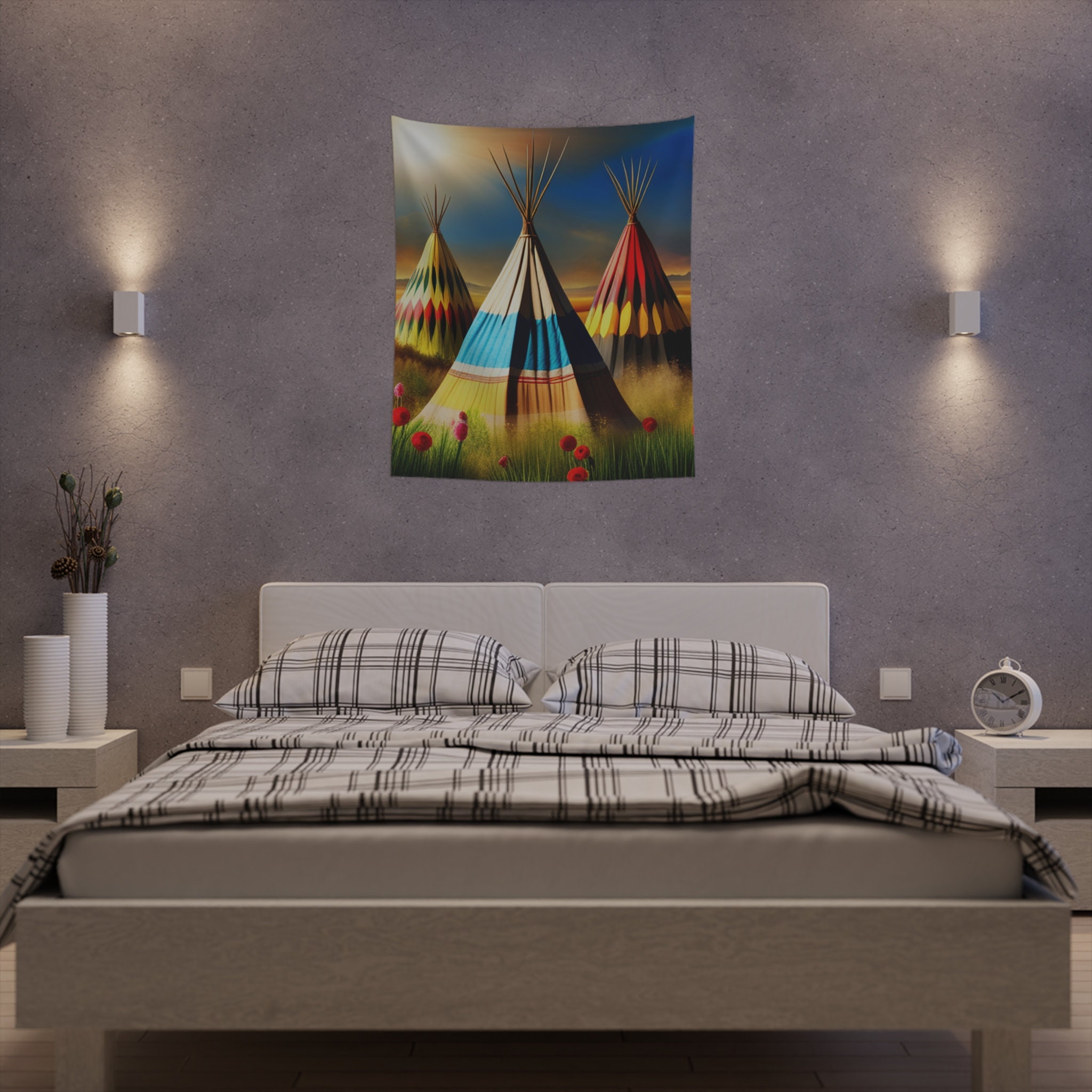 Printed Wall Tapestry Native American Art Wall Art Indigenous Wall ...