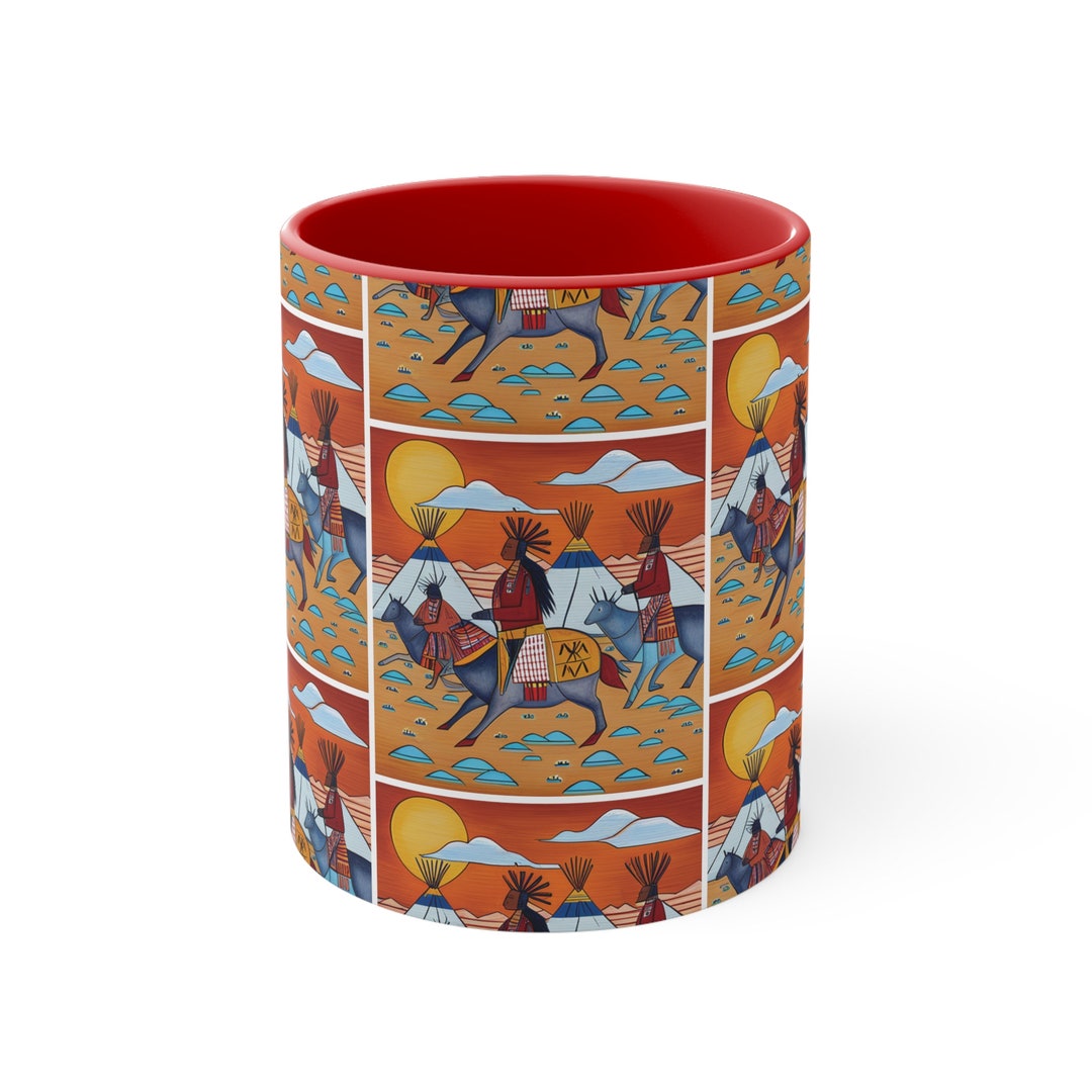 Native American Ledger Art Coffee Cup Indigenous Art Mug Coffee Lover ...