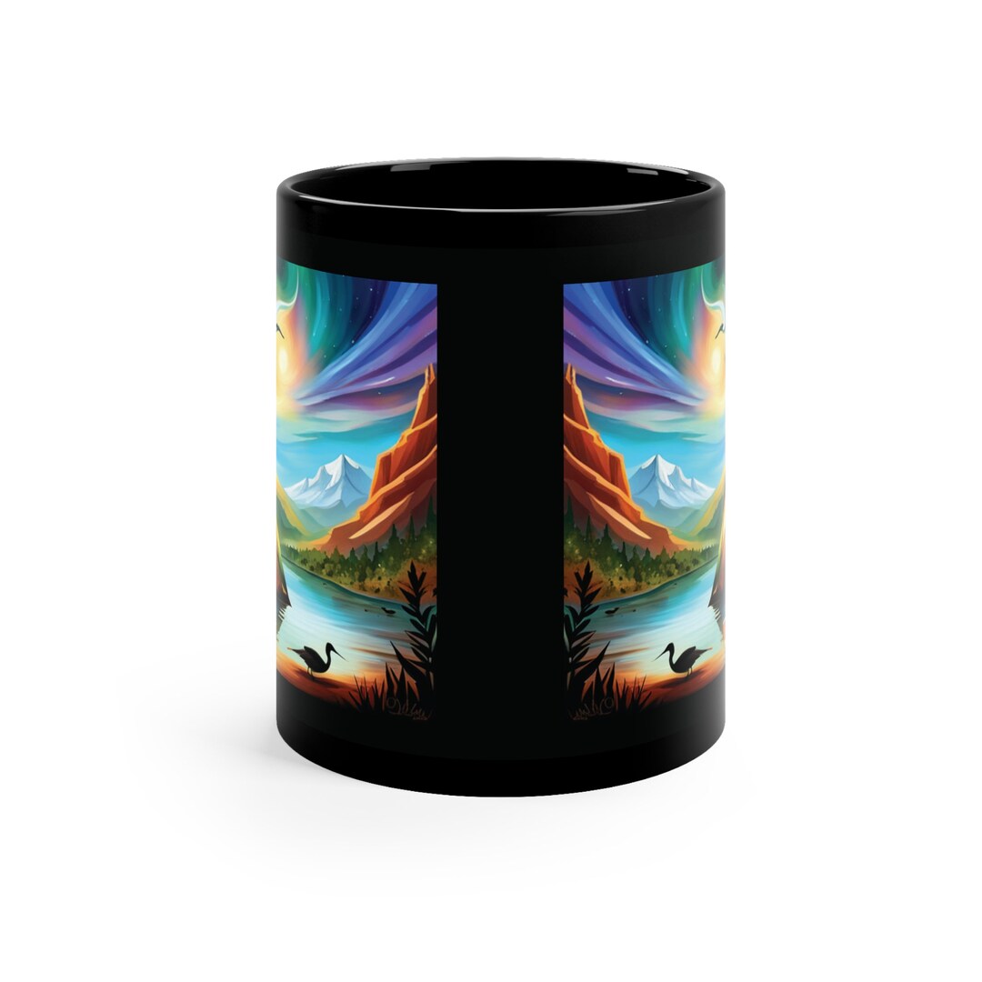Indigenous Art Black Coffee Mug Native American Art Coffee Cup - Etsy