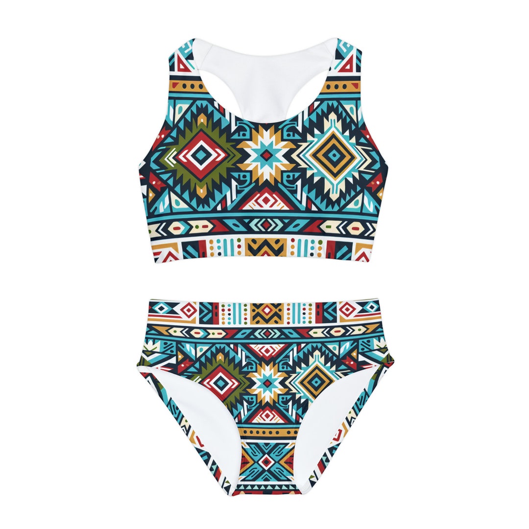Southwest Design Girls Two Piece Swimsuit Indigenous Art Youth Swimwear ...