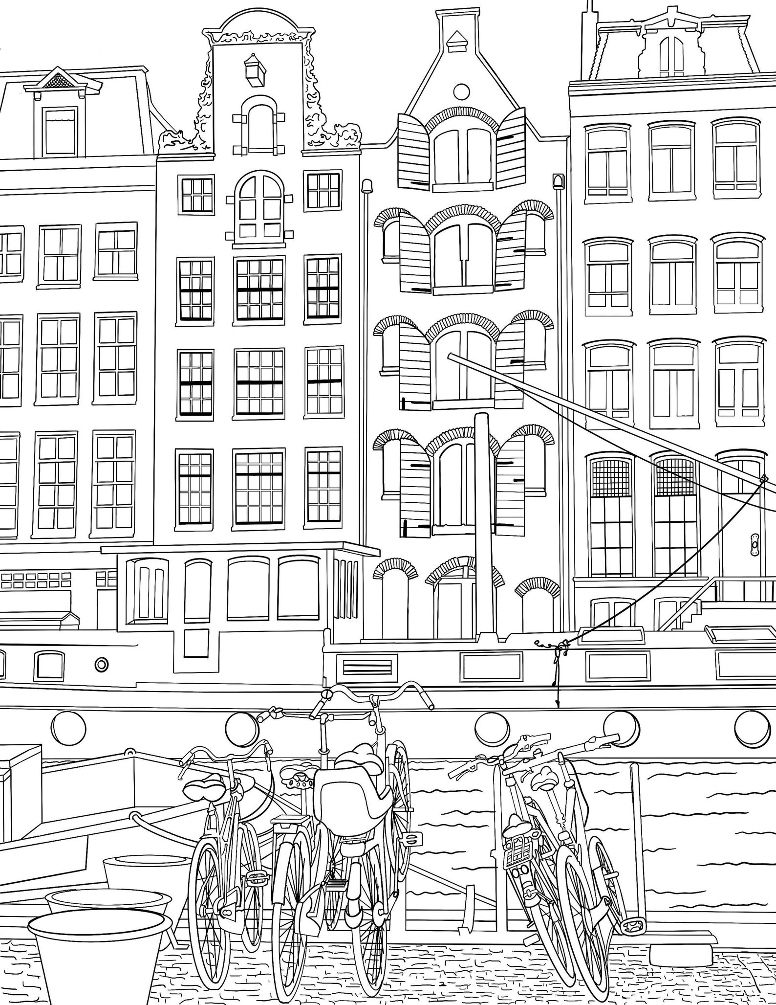 Amsterdam Line Art, Coloring Page - Etsy