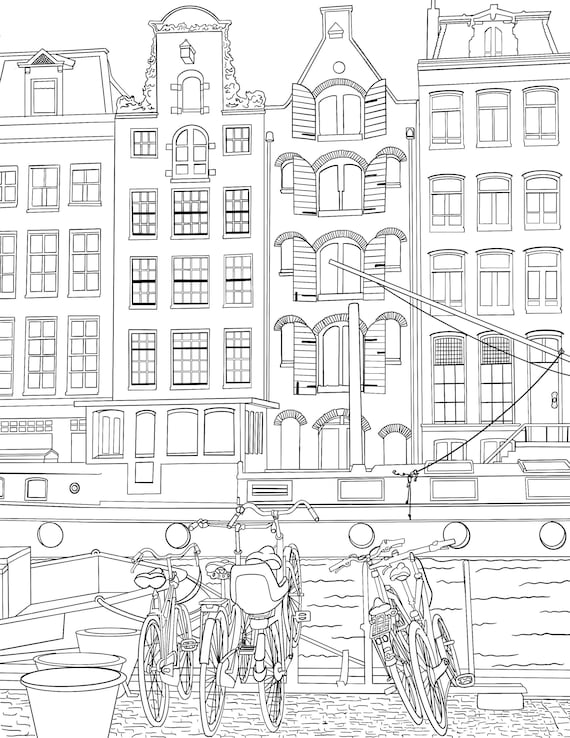 Amsterdam Line Art Coloring Page - Etsy