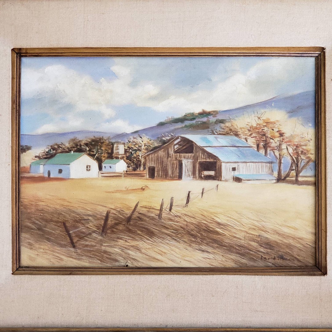 DAVID HARRIS Farm & Barn - Oil on Canvas Artist Signed / Framed ...