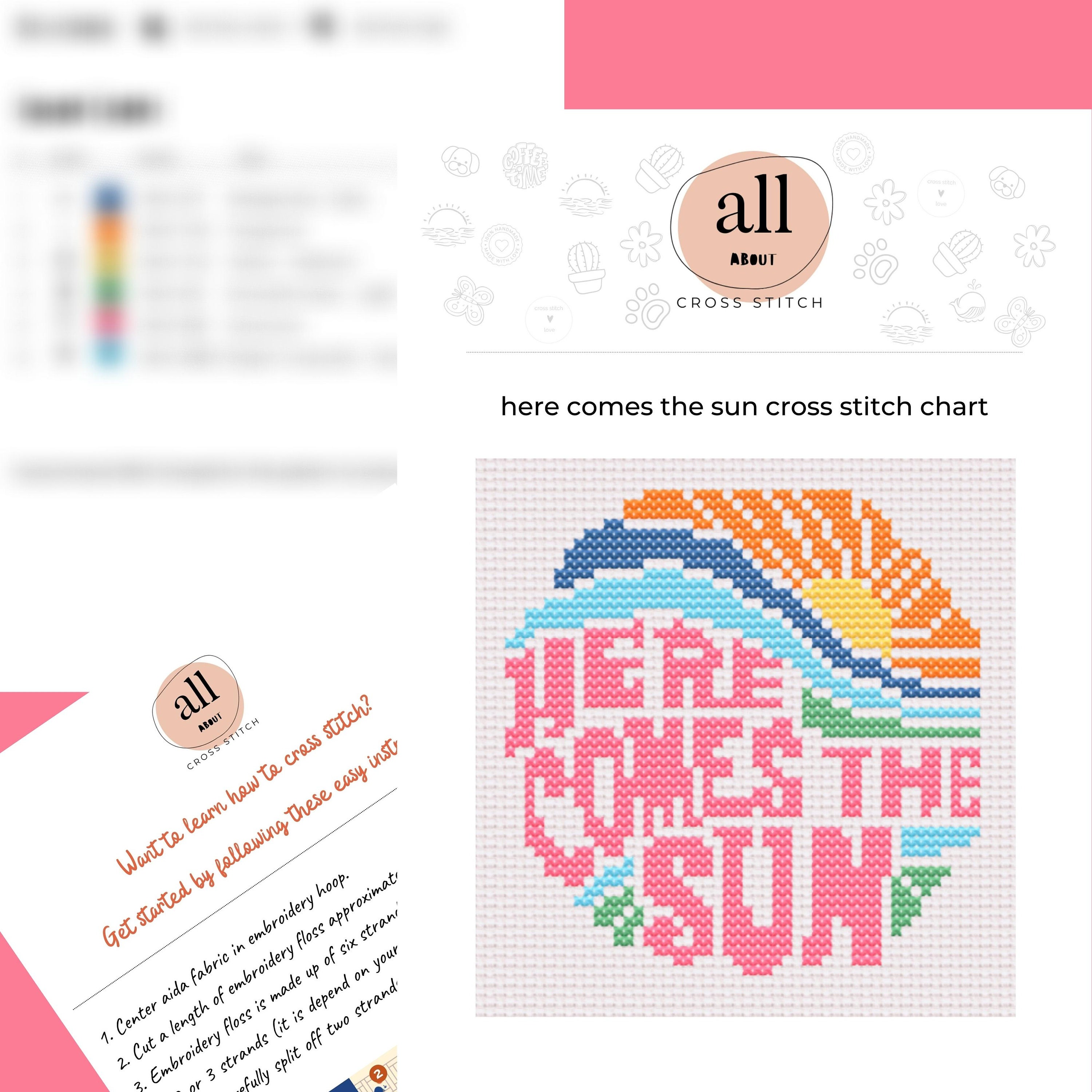 Here Comes the Sun Cross Stitch Pattern I Instant Download PDF I ...