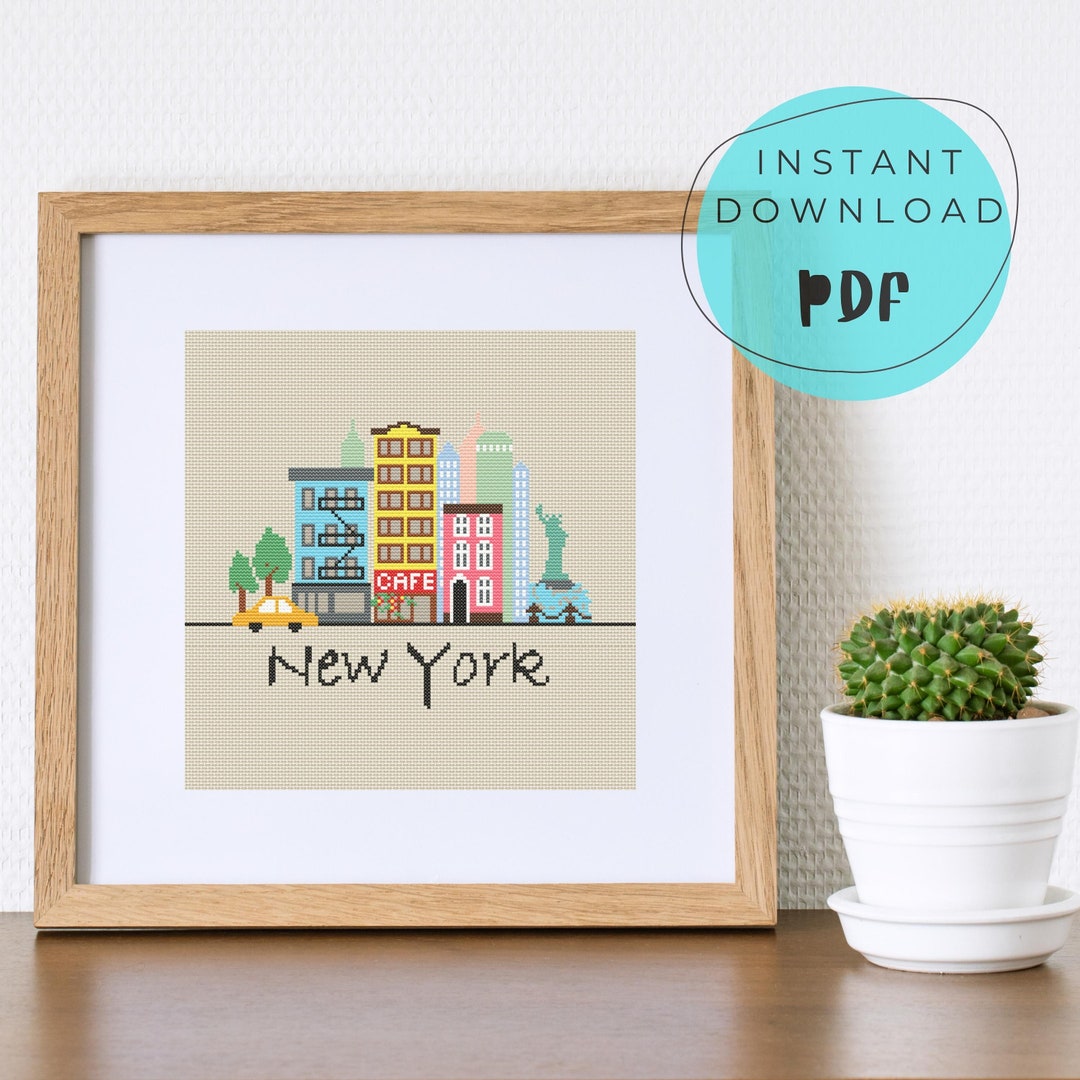 New York City Cross Stitch Pattern I United State Cross Stitch Kit I NY City Counted X Stitch I ...